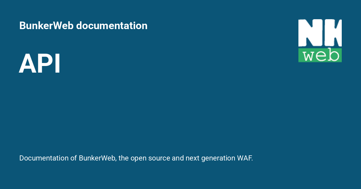 API - BunkerWeb documentation